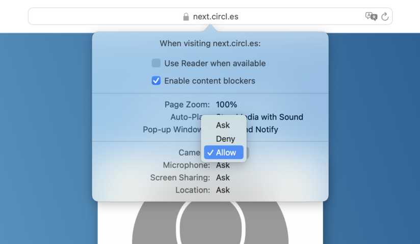 How to Allow Camera and Microphone Permissions in Safari - Circl.es